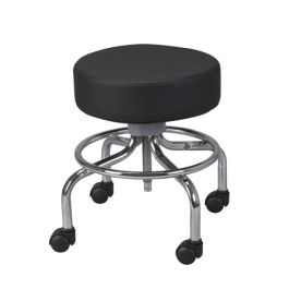 Black Wheeled Round Rolling Stool Drive Medical 13034