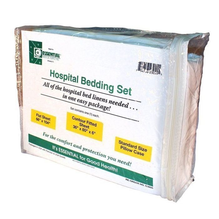 Standard Hospital Bed Set Fitted and Flat Sheet Pillowcase Essential C