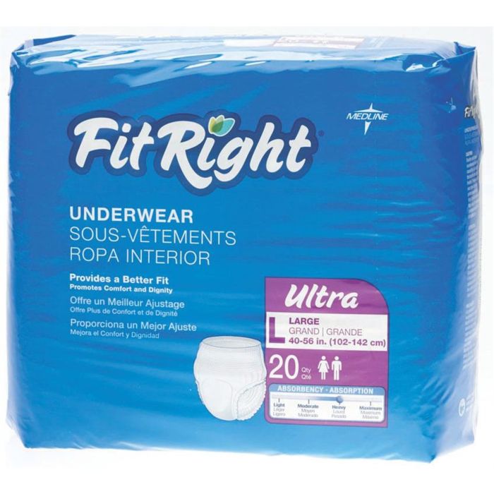 Case of Medline FitRight Ultra Protective Underwear Large FIT23505Z
