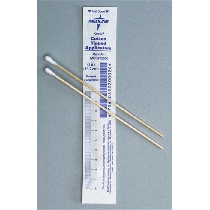 Case of Medline Sterile Cotton Tipped Applicators MDS202000Z
