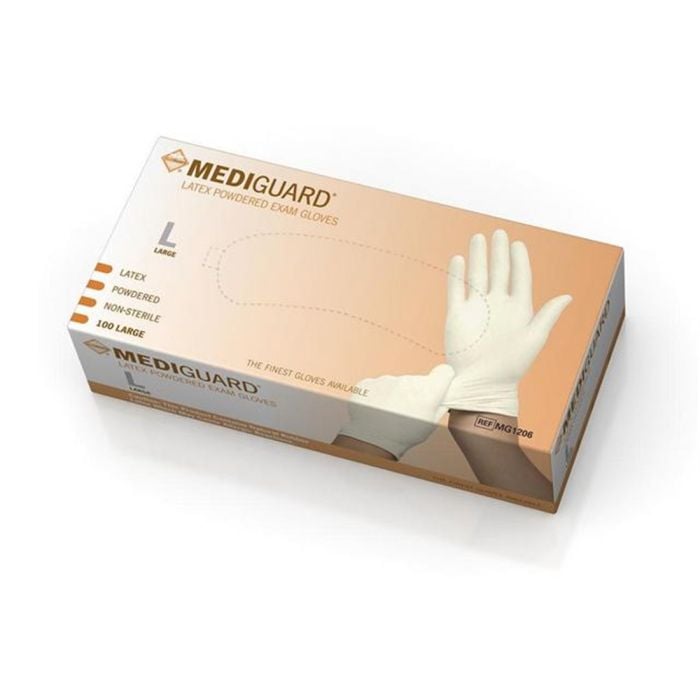Case of 1000 Beige Medi-Guard Large Latex Exam Gloves MG1206