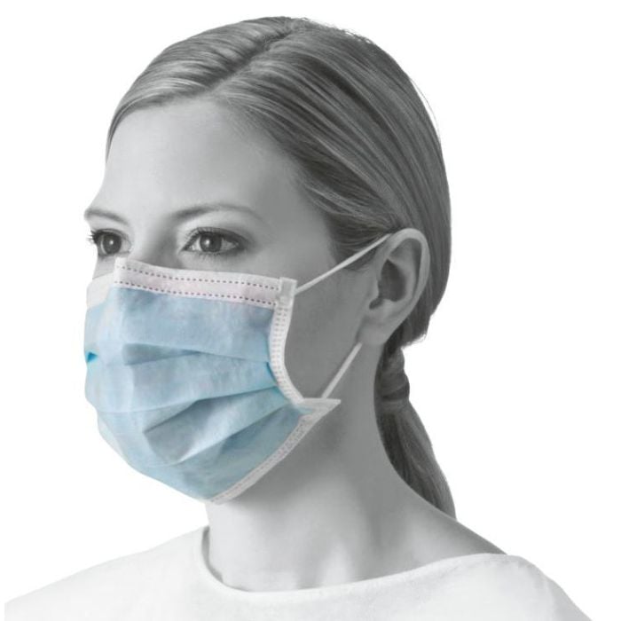 Case 300 Medline Basic Procedure Face Masks Earloops Blue NON28758