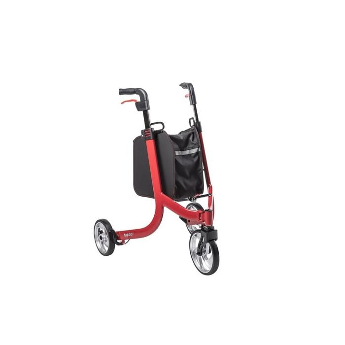 Nitro 3 Wheel Walker Rollator by Drive Medical, Red