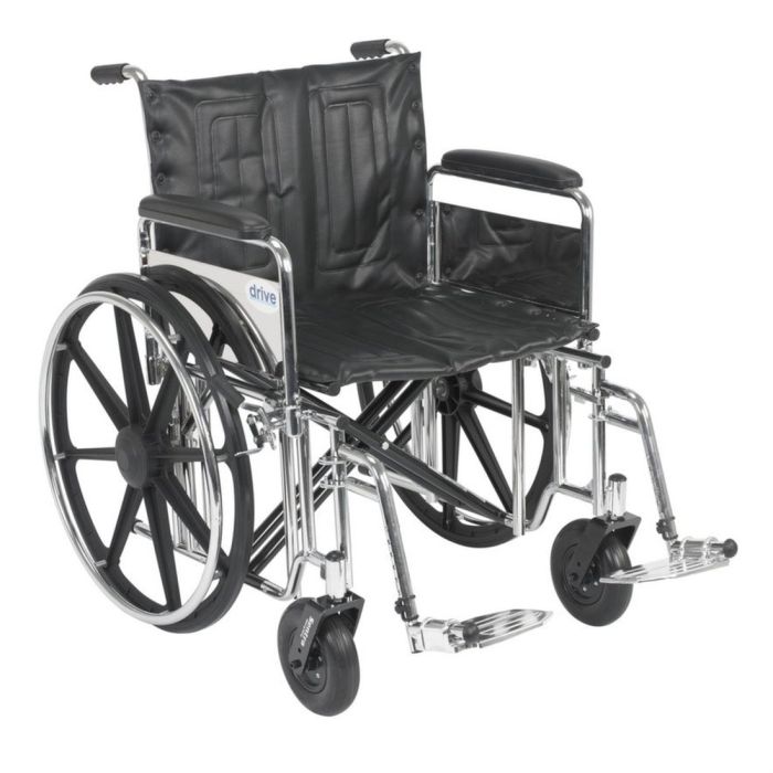 Bariatric Chrome & Black Steel Sentra Extra Heavy Duty Wheelchair Deta