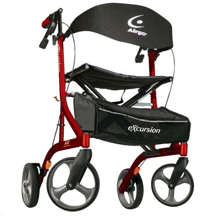 Airgo eXcursion X23 (Cranberry) Lightweight Side-Fold Rollator by Hugo