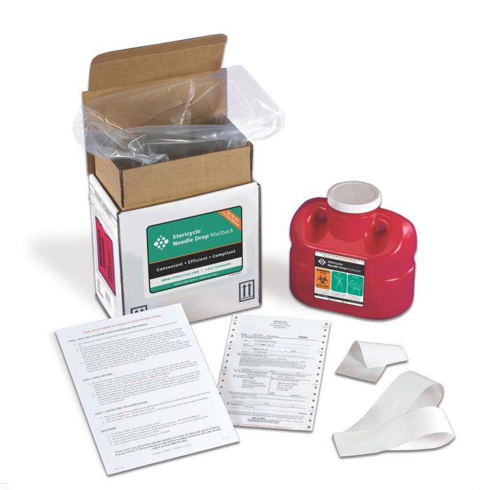 Case of SHARPS COMPLIANCE Mail Back Sharps Recovery System Red 4.000 M