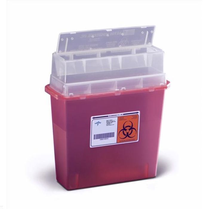 Medline Biohazard Patient Room Sharps Containers Red 5.000 MDS705152